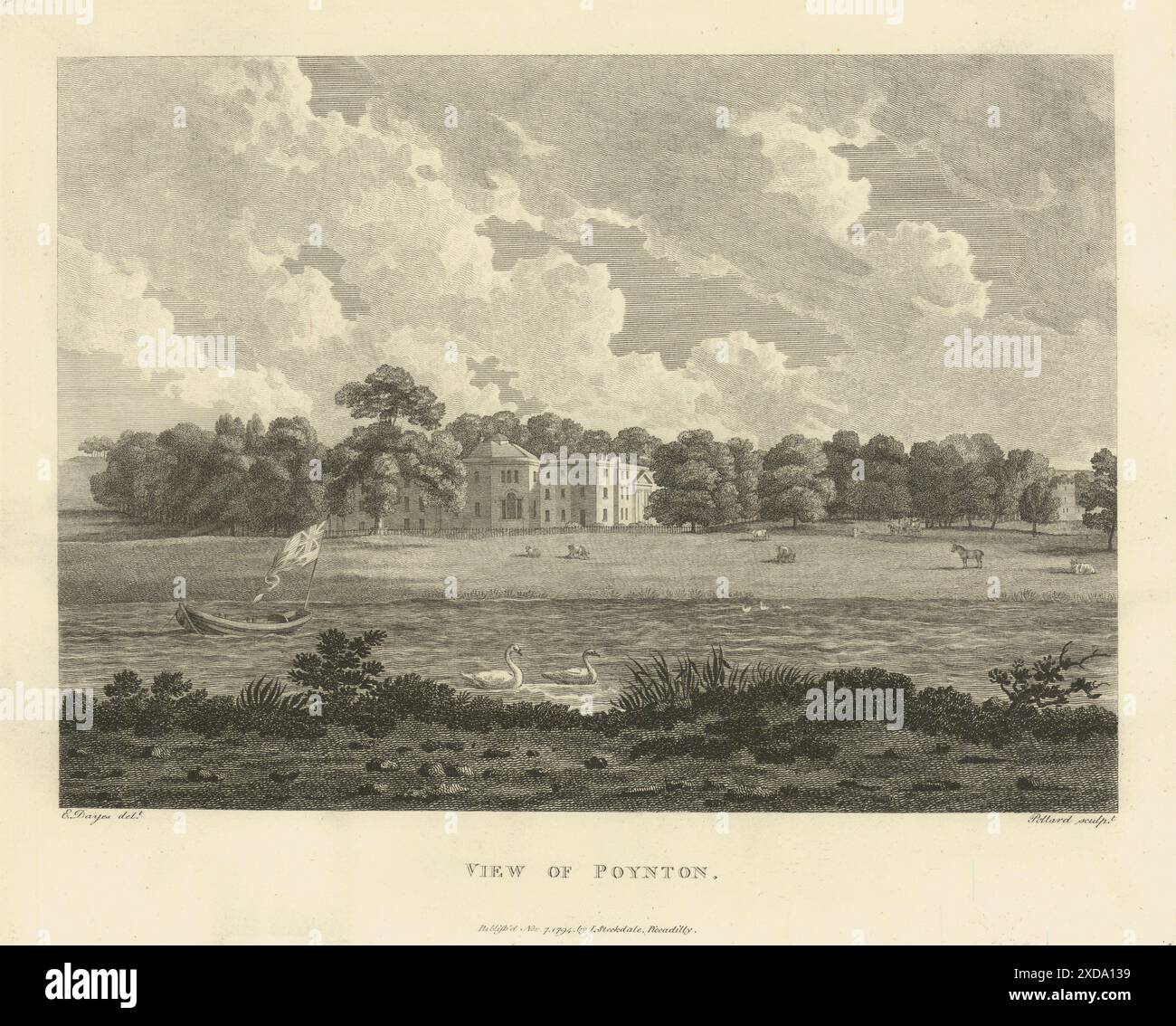 View of Poynton, Cheshire. Aikin 1795 old antique vintage print picture ...