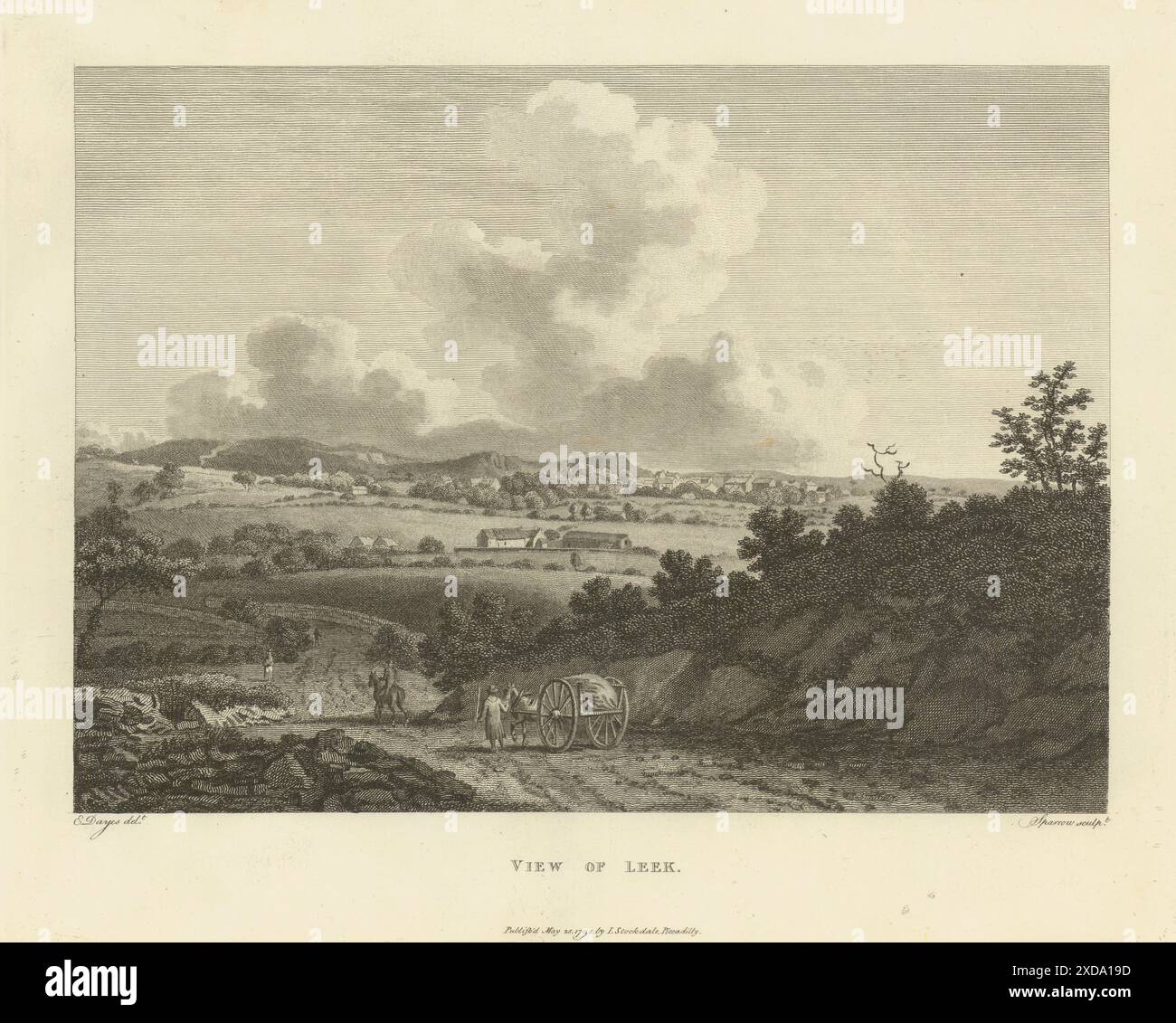 View of Leek, Staffordshire. Aikin 1795 old antique vintage print ...