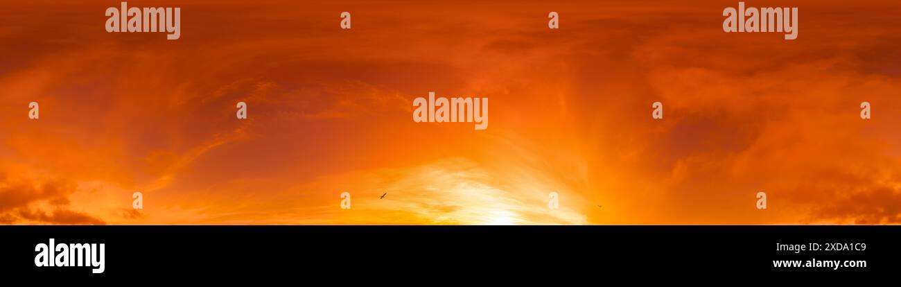 Golden glowing red orange overcast sunset sky 360 hdr panorama ...
