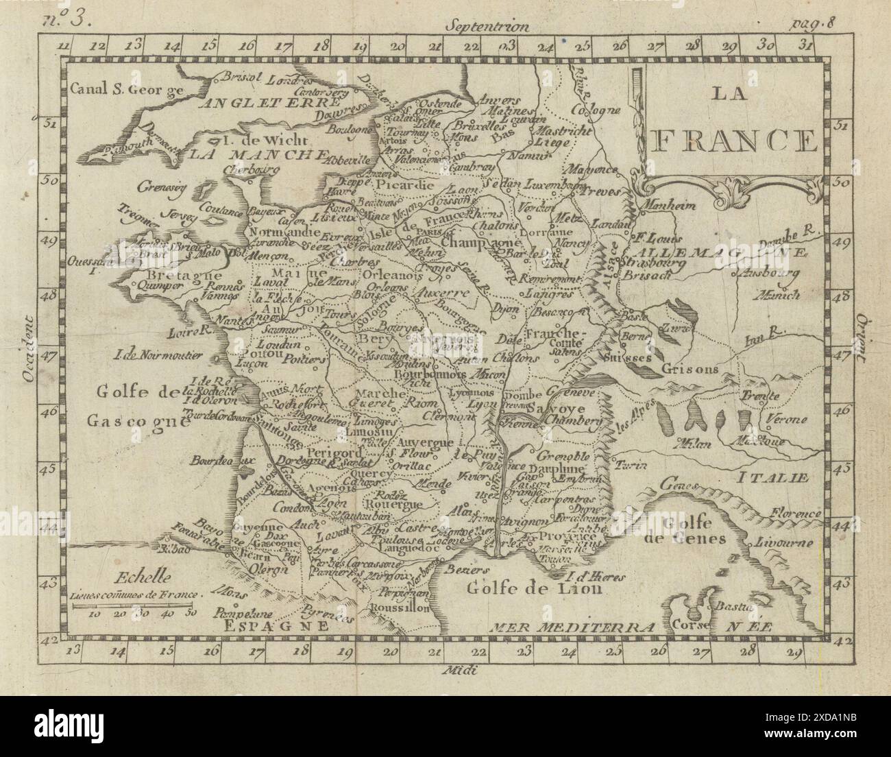 La France. Ferro/El Hierro Meridien. BUFFIER c1818 old antique map plan ...