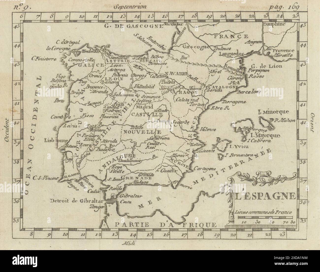 L'Espagne. Spain & Portugal. Iberia. BUFFIER c1818 old antique map plan ...