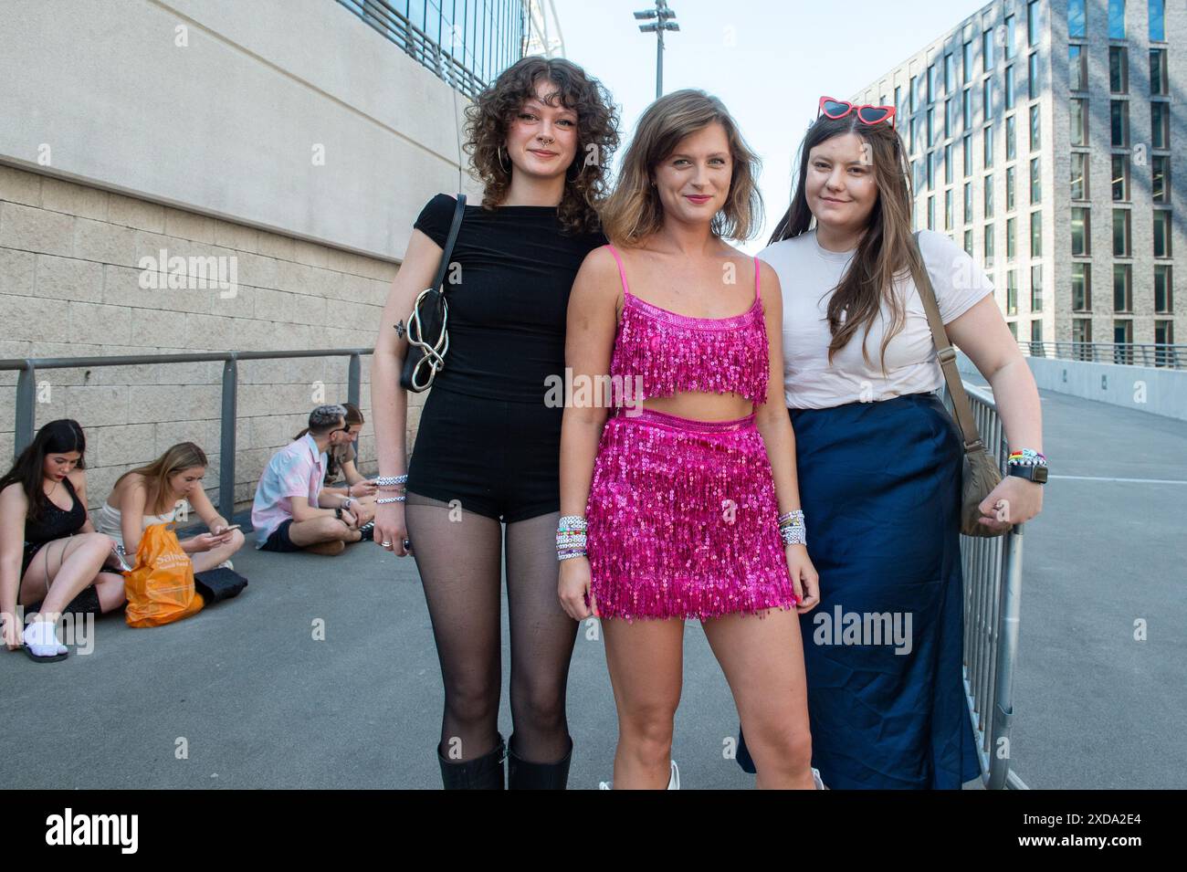 London, England, UK. 21st June, 2024. Fans wait outside Wembley Stadium in London, ahead of ...