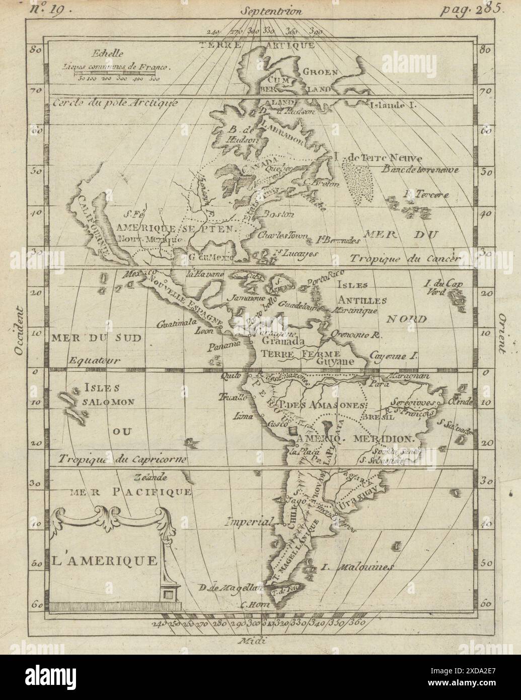 L' Amerique. North & South America. BUFFIER c1818 old antique map plan ...