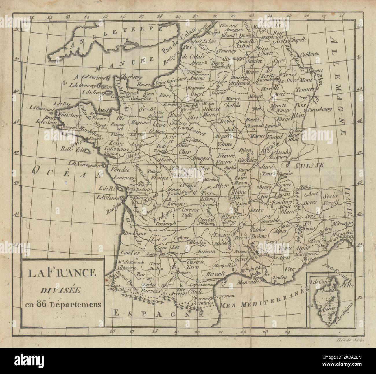 La France divisée en 86 Départements. 1st French Empire. BUFFIER c1818 ...