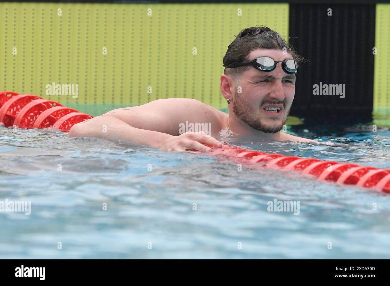Thomas Fannon of Ireland reacts after competing in the 50m Butterfly ...
