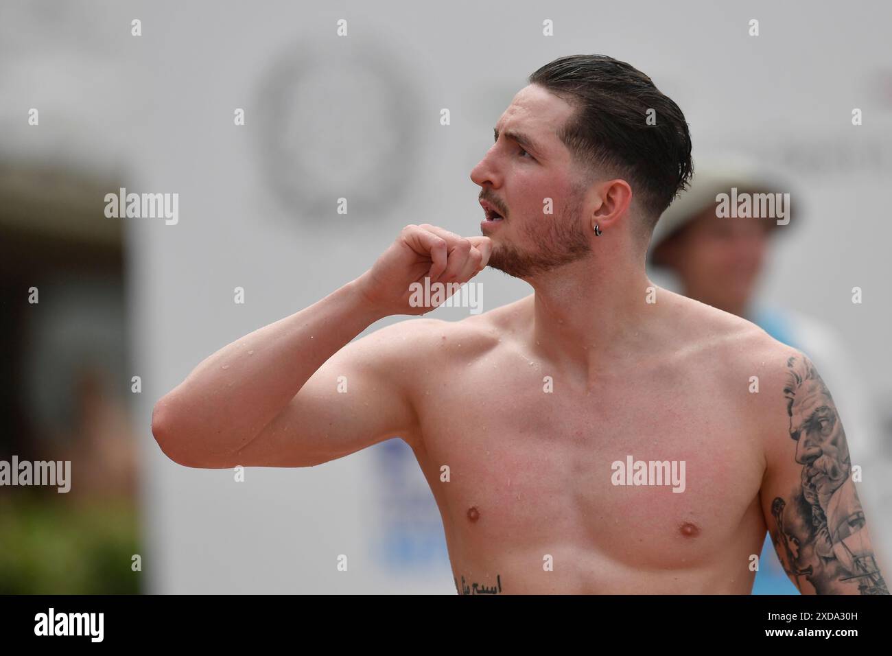 Thomas Fannon of Ireland reacts after competing in the 50m Butterfly ...