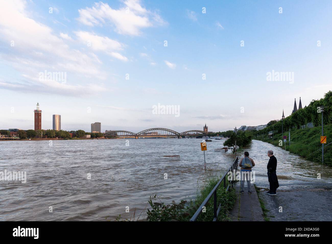 Cologne, Germany, June 5th. 2024, flood of the river Rhine, left the ...