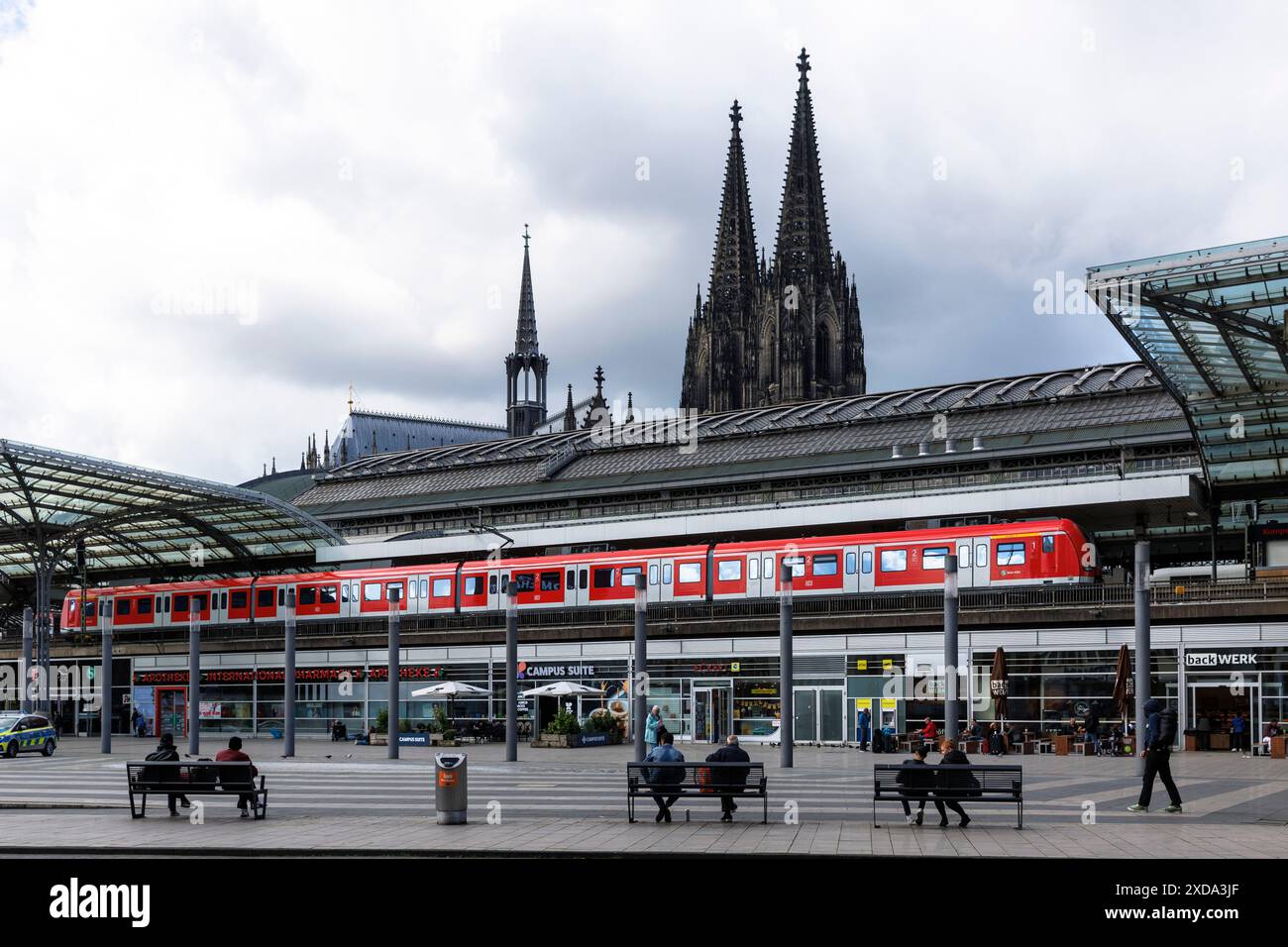 suburban train on track 11 at the central station, Breslauer square ...