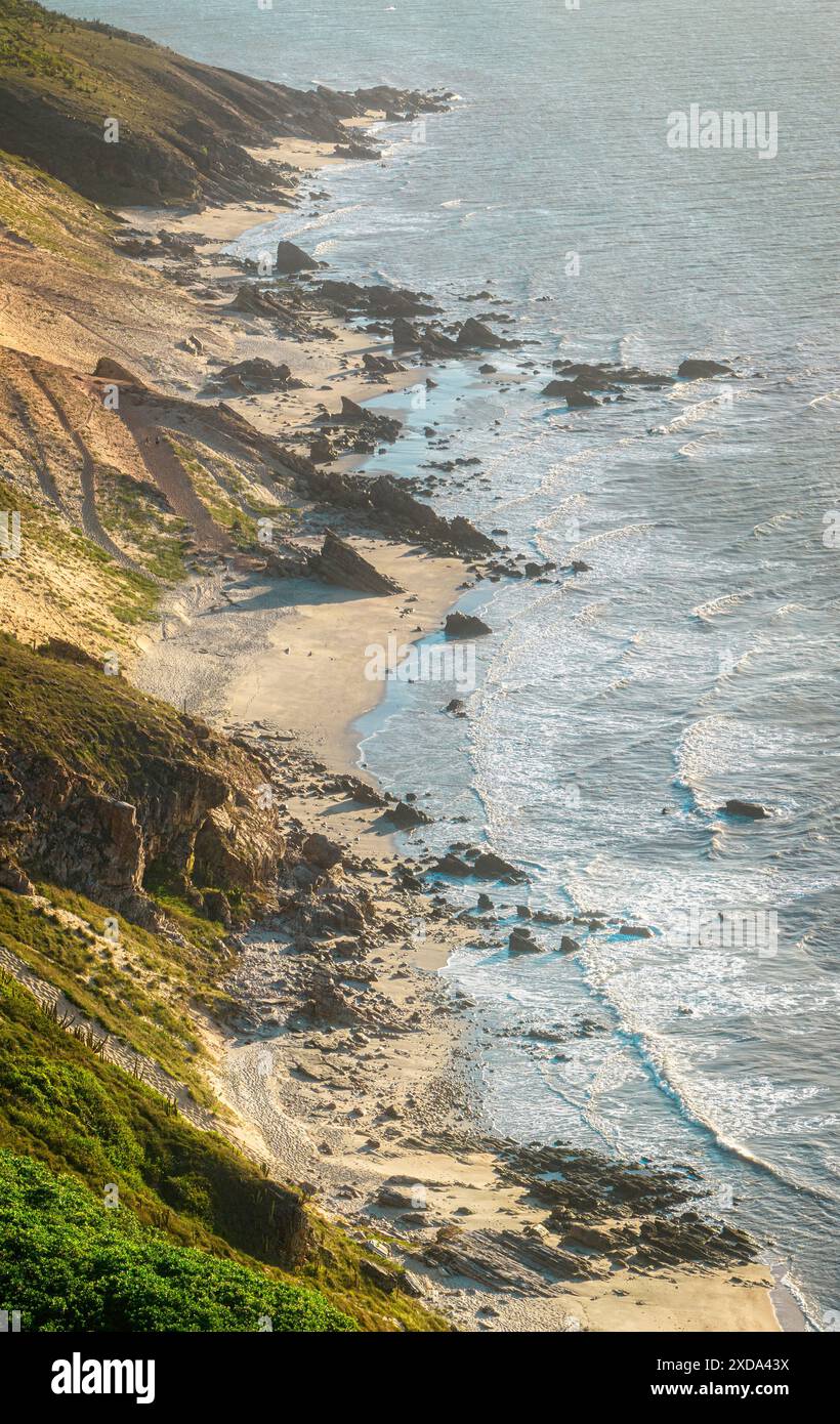 Aerial view of the Brazilian coast with alternating beaches and rocks ...