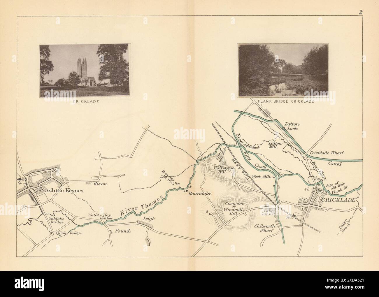 RIVER THAMES - Ashton Keynes - Cricklade. Plank Bridge. TAUNT 1887 old ...