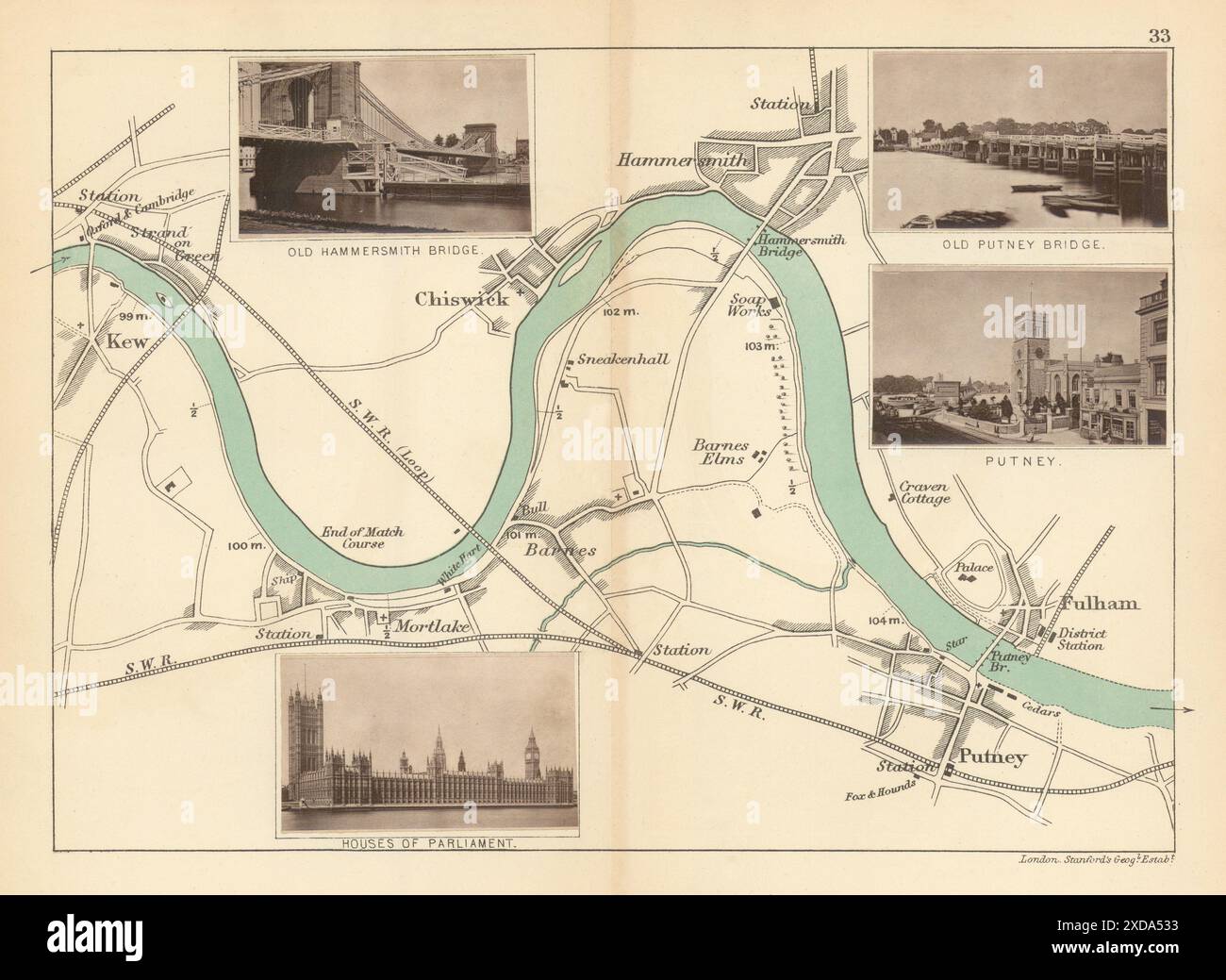 RIVER THAMES Kew Barnes Chiswick Hammersmith Fulham Putney. TAUNT 1887 ...