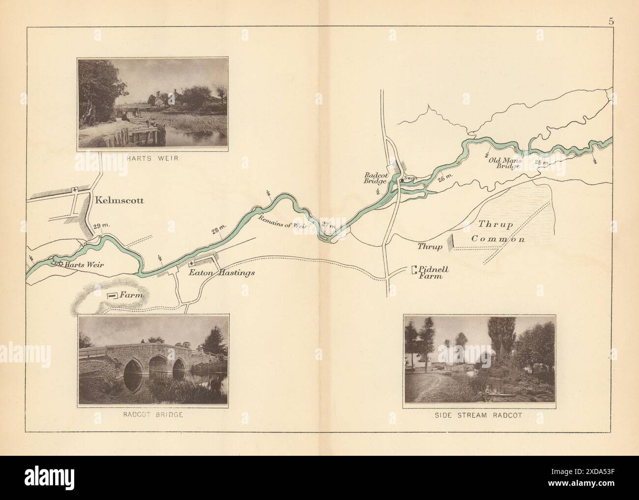 RIVER THAMES - Kelmscott - Radcot - Thrup. Harts Weir. TAUNT 1887 old ...
