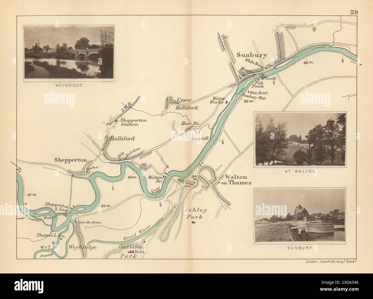 RIVER THAMES Weybridge Shepperton Halliford Walton Sunbury. TAUNT 1887 ...