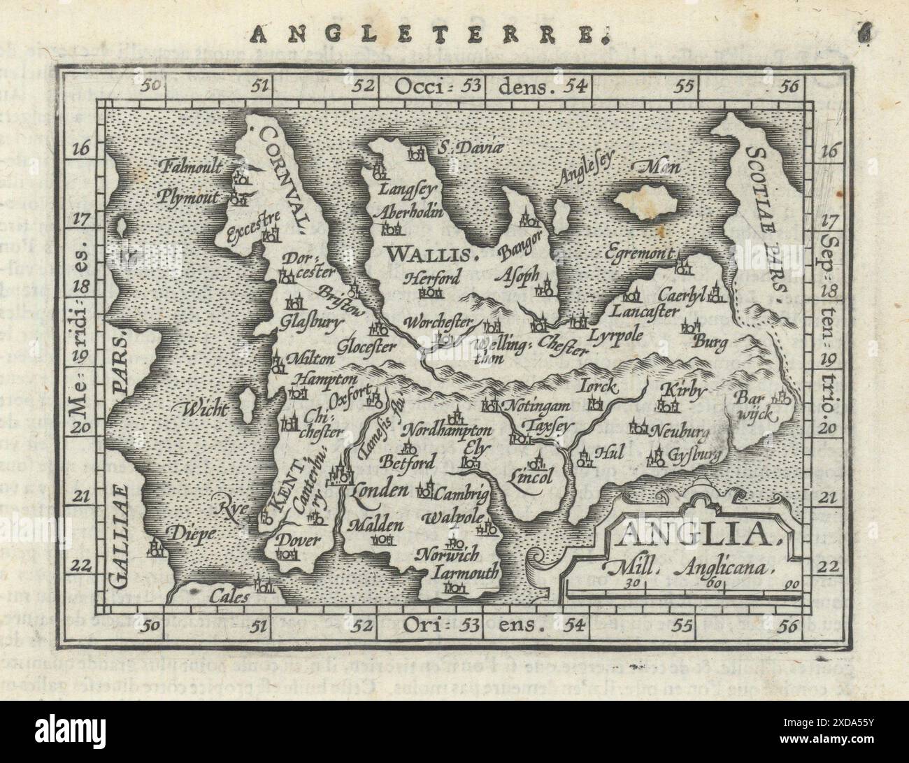 Anglia / Angleterre by Coignet. Ortelius miniature. England & Wales ...