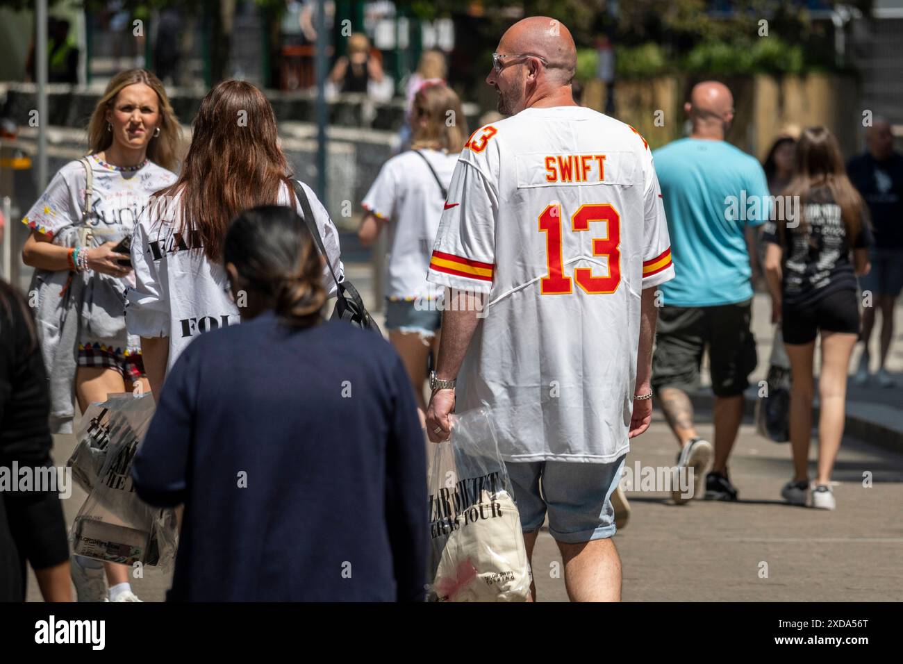 London, UK. 21 June 2024. Taylor Swift fans ('Swifties') outside ...