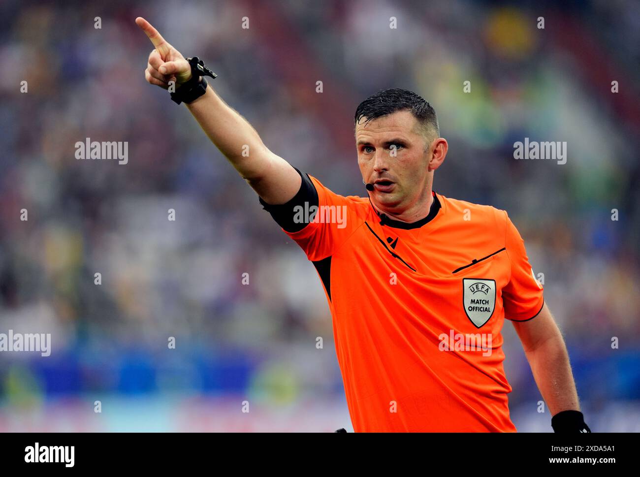 Referee Michael Oliver during the UEFA Euro 2024 Group D match at the ...
