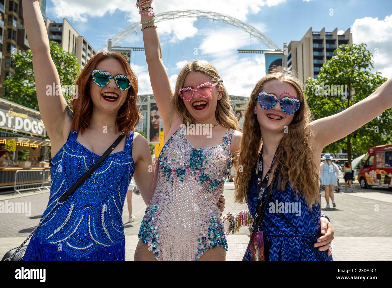 London, UK. 21 June 2024. Taylor Swift fans ('Swifties') outside ...
