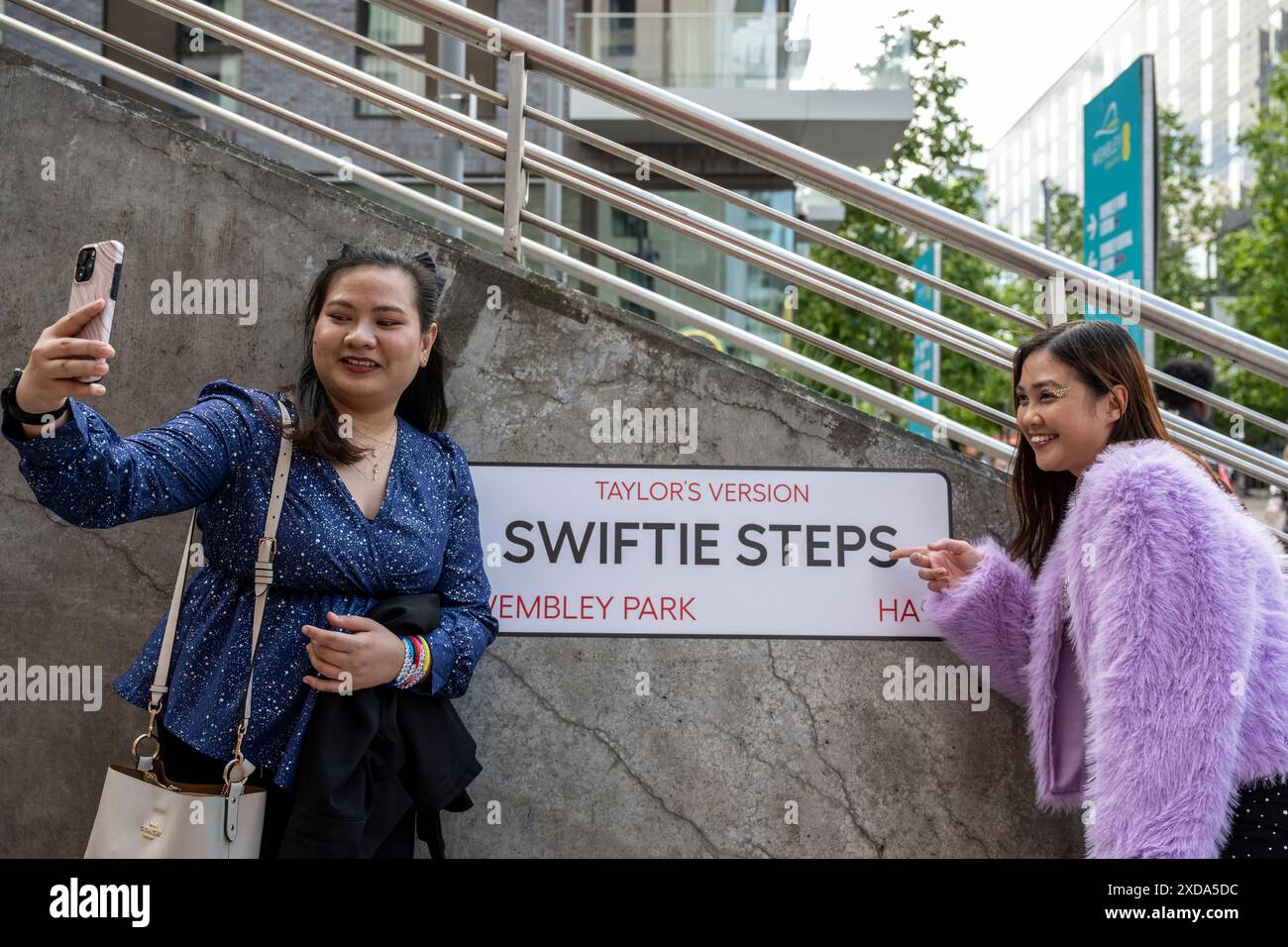 London, UK. 21 June 2024. Taylor Swift fans ('Swifties') at the ...