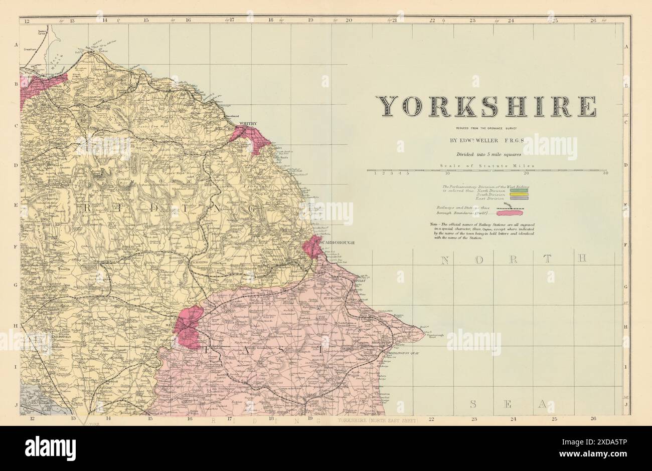 YORKSHIRE (North East). Scarborough Whitby. Antique county map by GW ...