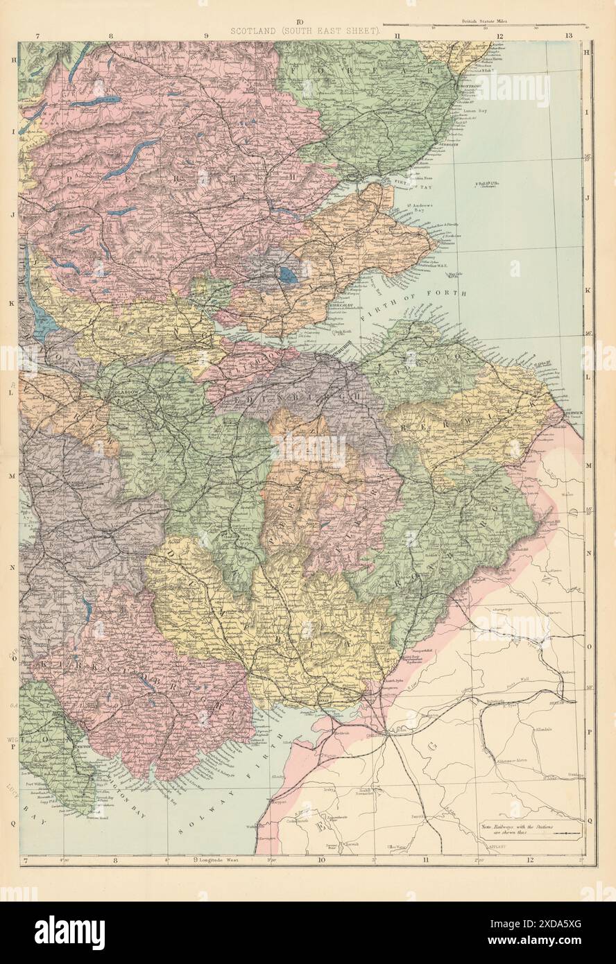 SCOTLAND (South East). Edinburgh Glasgow Perth Fife. GW BACON 1884 old ...