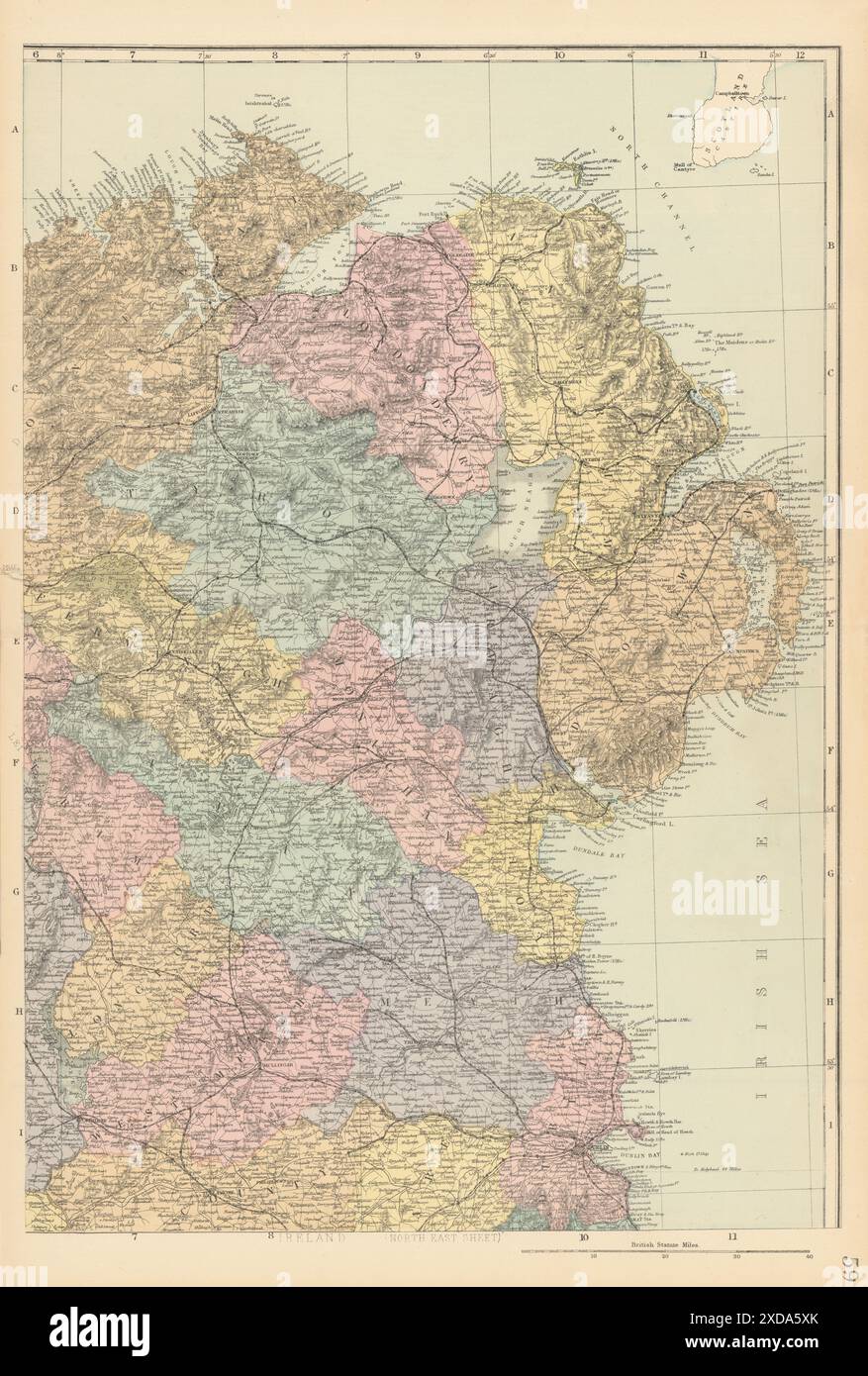 IRELAND (North East). Ulster Meath Louth Cavan Dublin. GW BACON 1884 ...