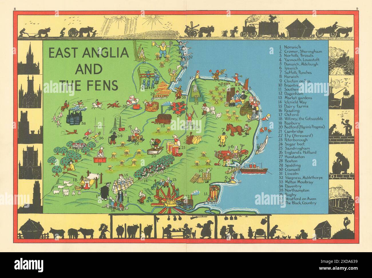 East anglia map hi-res stock photography and images - Alamy