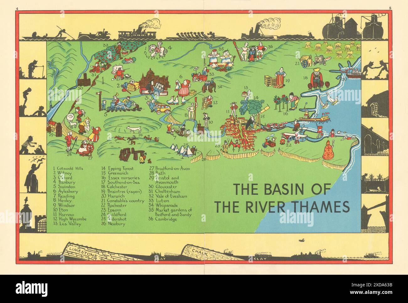 The Basin of the Thames. Thames Valley & Estuary pictorial map. ALNWICK ...