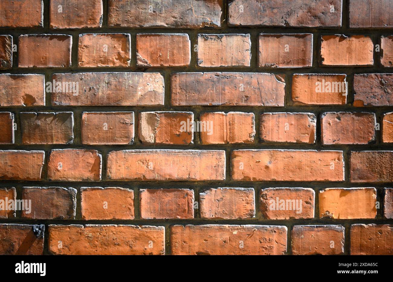 Old and aged red brick wall texture background with vignetting Stock ...