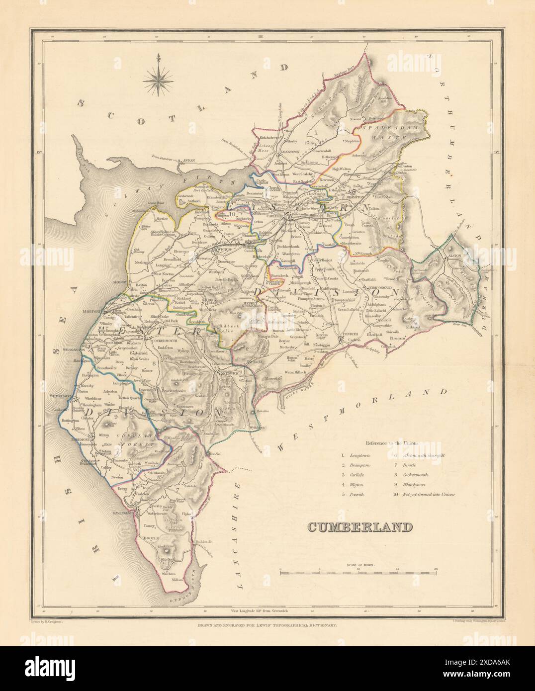 Antique county map of CUMBERLAND / Cumbria by Creighton, Starling ...
