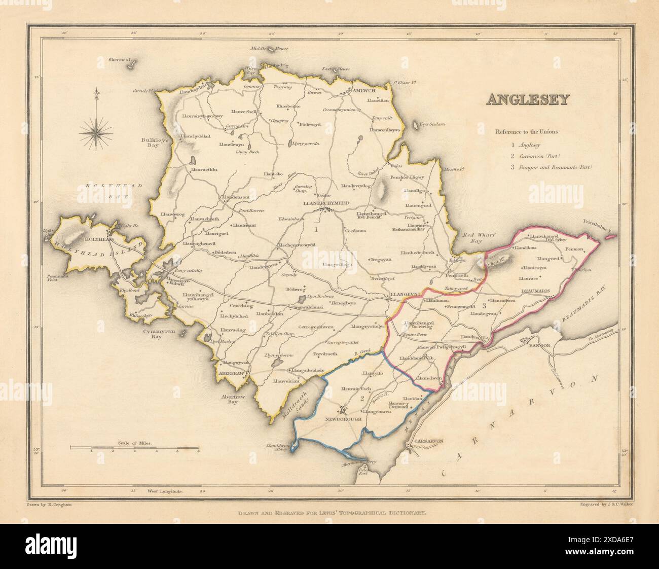 Antique county map of ANGLESEY by Creighton & Walker for Lewis c1840 ...