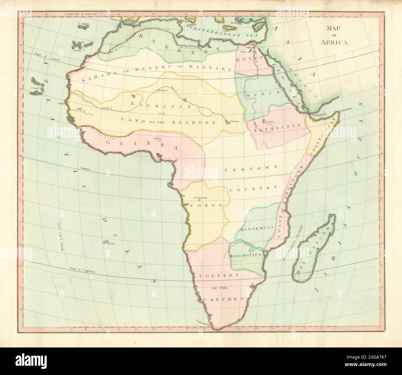 "Map of Africa" Caffres Unknown Congo Nigritia Monoemugi Ajan. D ...