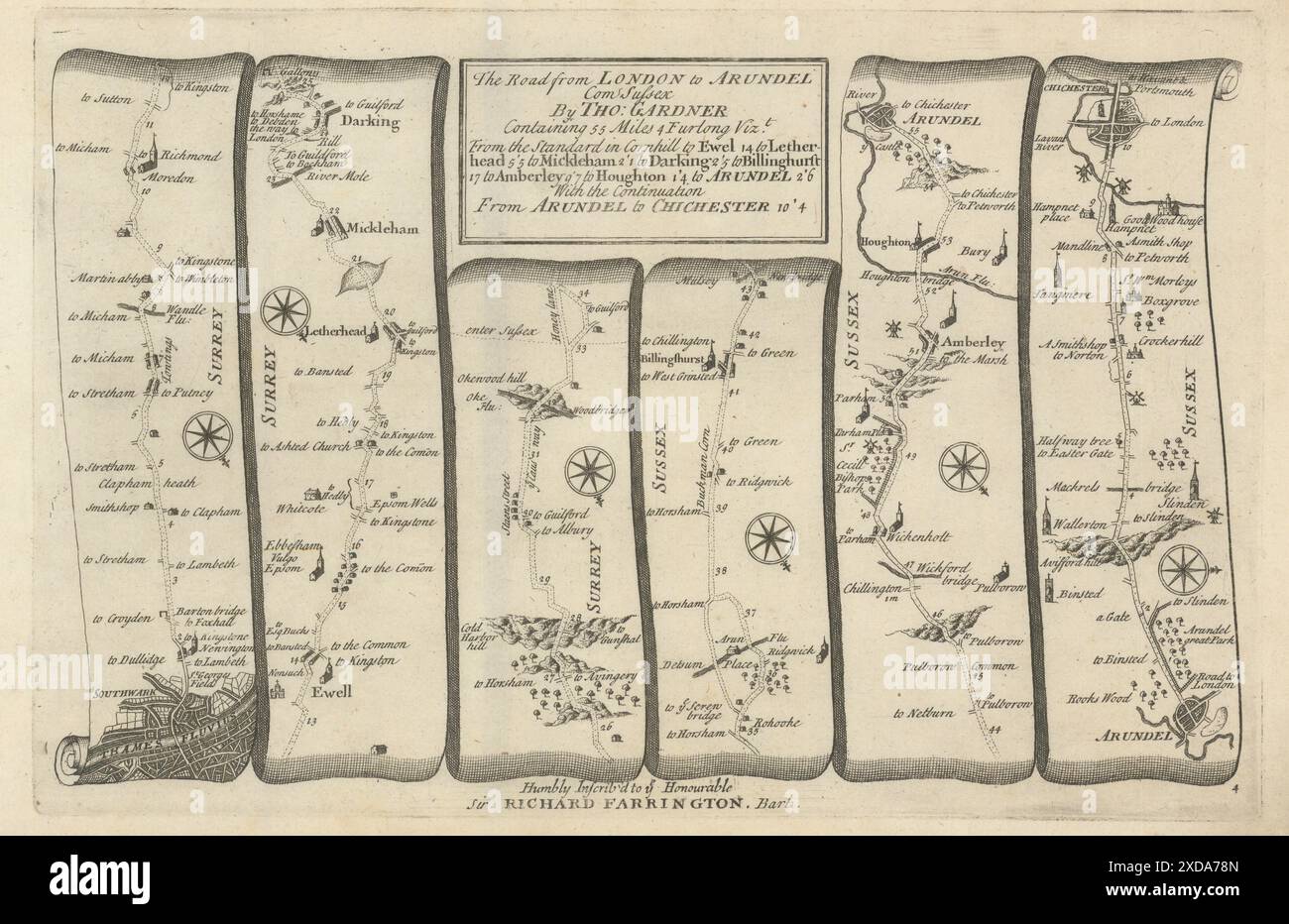 London - Ewell - Dorking - Arundel - Chichester. GARDNER road map #4 ...