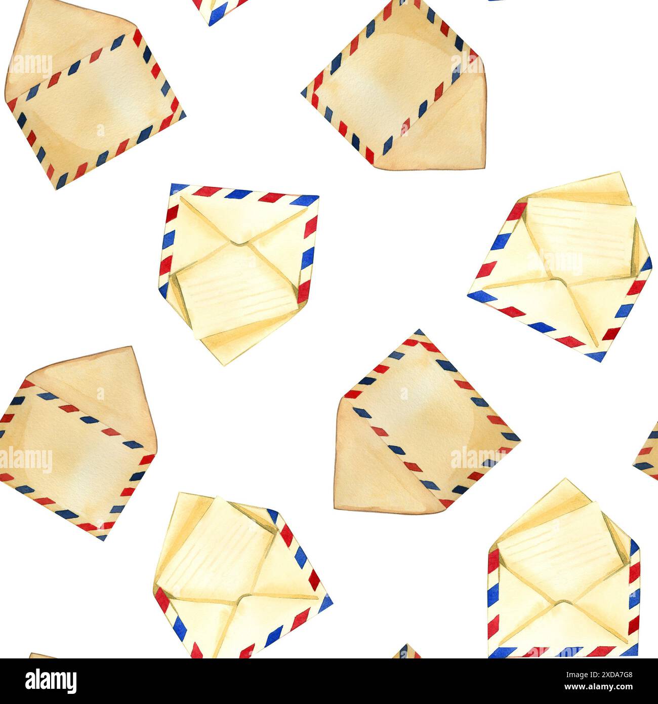 Seamless pattern. Postal envelopes with red and blue stripes. All ...