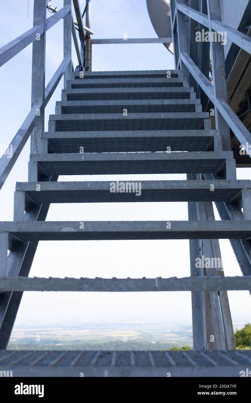 Iron staircase for up to maintenance work. Steel framing and beams ...