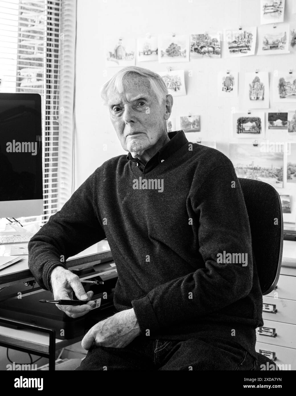 Artist David Gentleman in his Camden studio, London, UK Stock Photo - Alamy