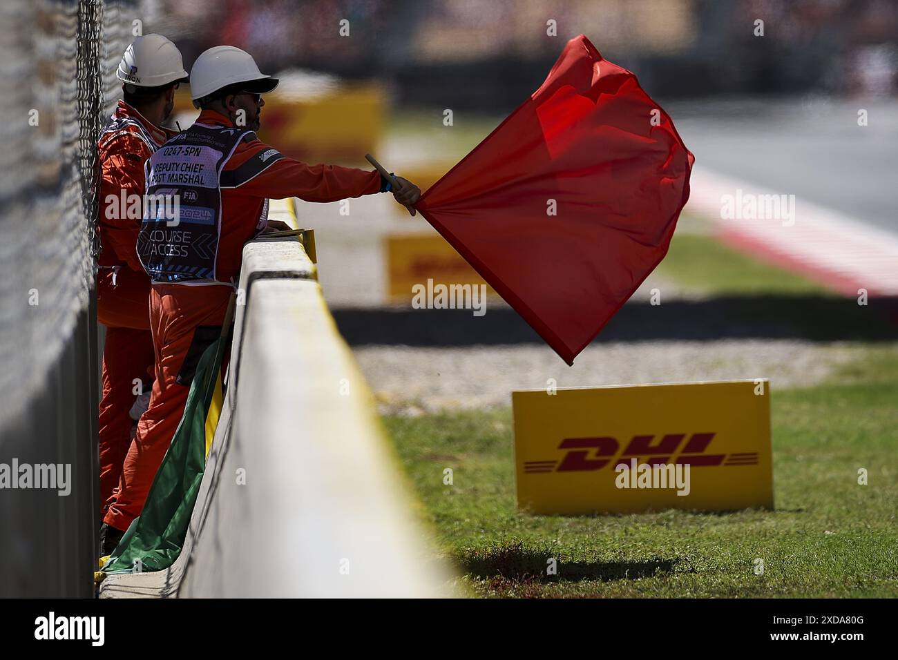 Marshal Red flag, drapeau during the Formula 1 Aramco Gran Premio de ...
