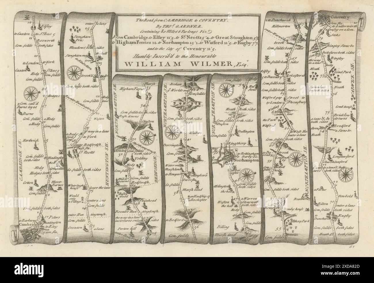 Cambridge - Northampton - Rugby - Coventry. GARDNER road map #61 1719 ...