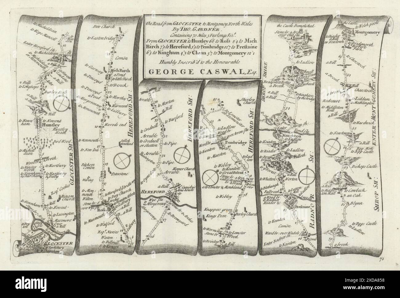 Gloucester - Ross/Wye - Hereford - Montgomery. GARDNER road map #71 ...
