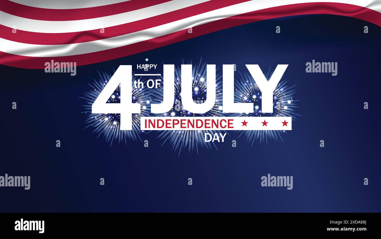 American flag waving in the background with fireworks bursting in the ...