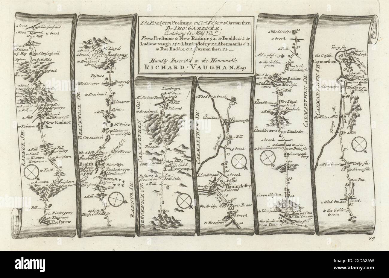 Presteigne - Radnor - Llandovery - Carmarthen. GARDNER road map #84 ...