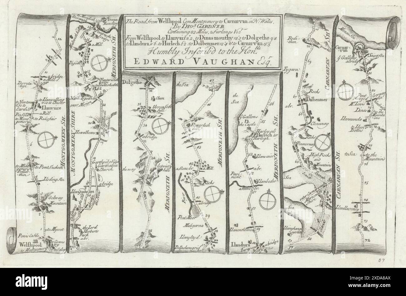 Welshpool - Dolgellau - Harlech - Caernarfon. GARDNER road map #87 1719 ...