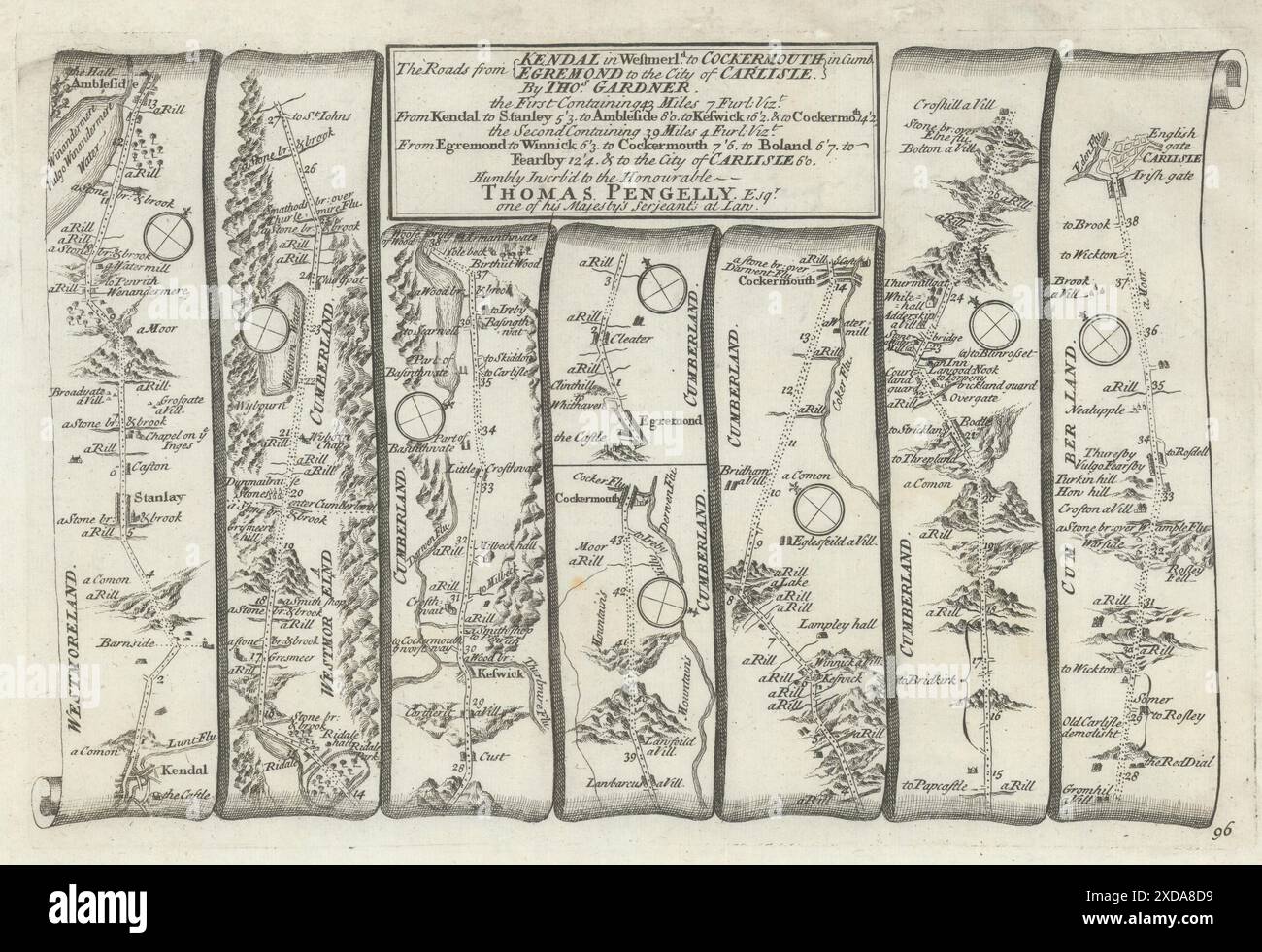 Kendal - Windermere - Ambleside - Keswick-Carlisle GARDNER road map #96 ...