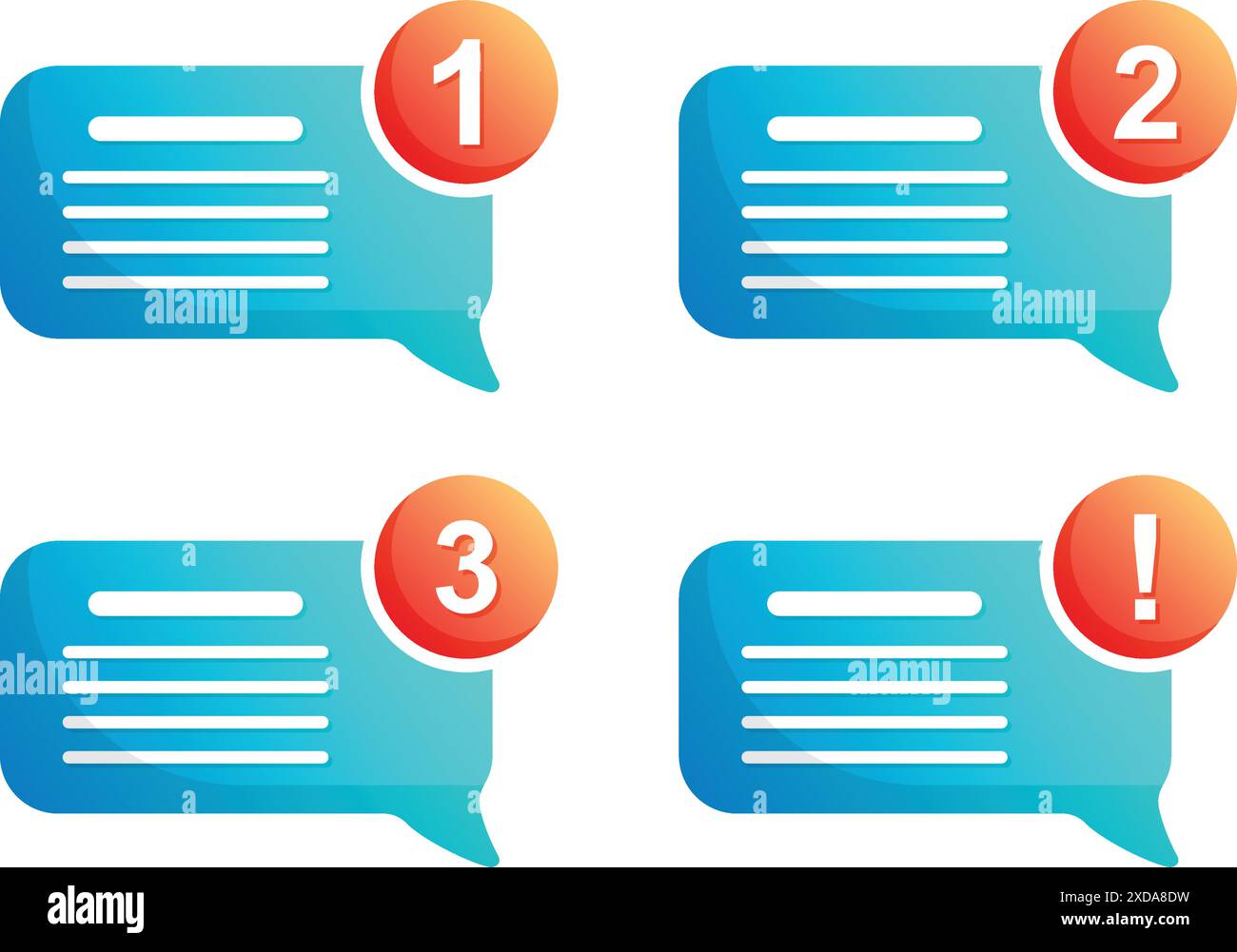 New message icon set in flat style. Incoming inbox email vector ...