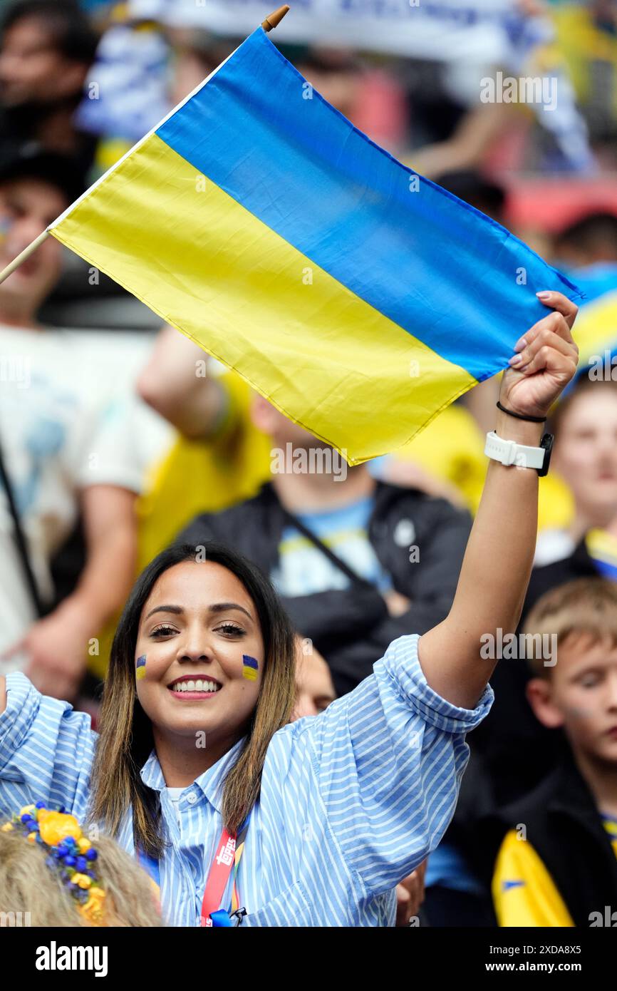 A Ukraine fan during the UEFA Euro 2024 Group D match at the Dusseldorf ...