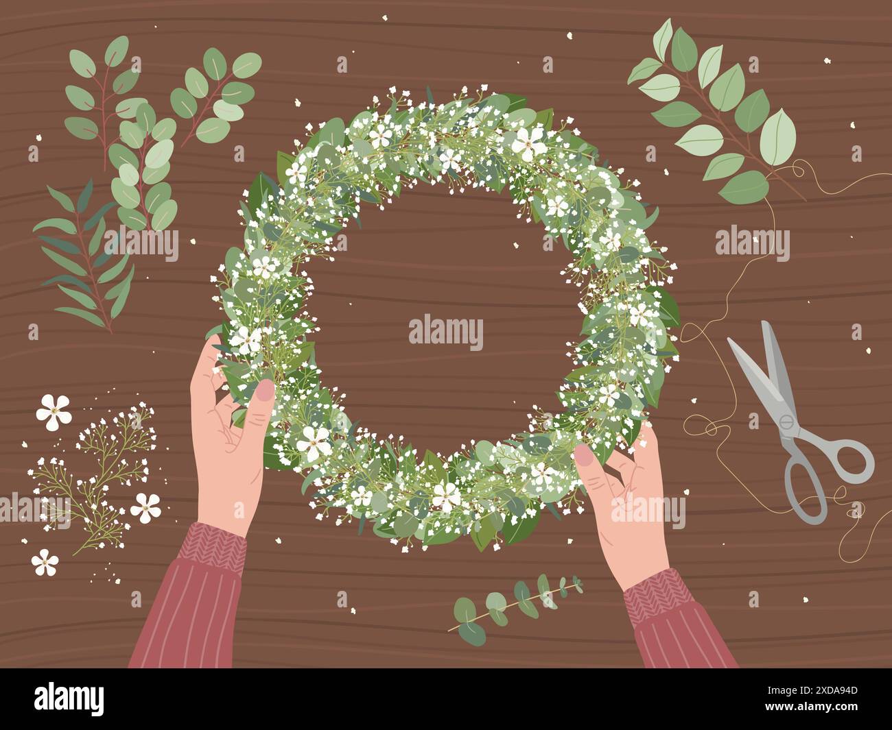 Making a wreath Stock Vector Images - Alamy