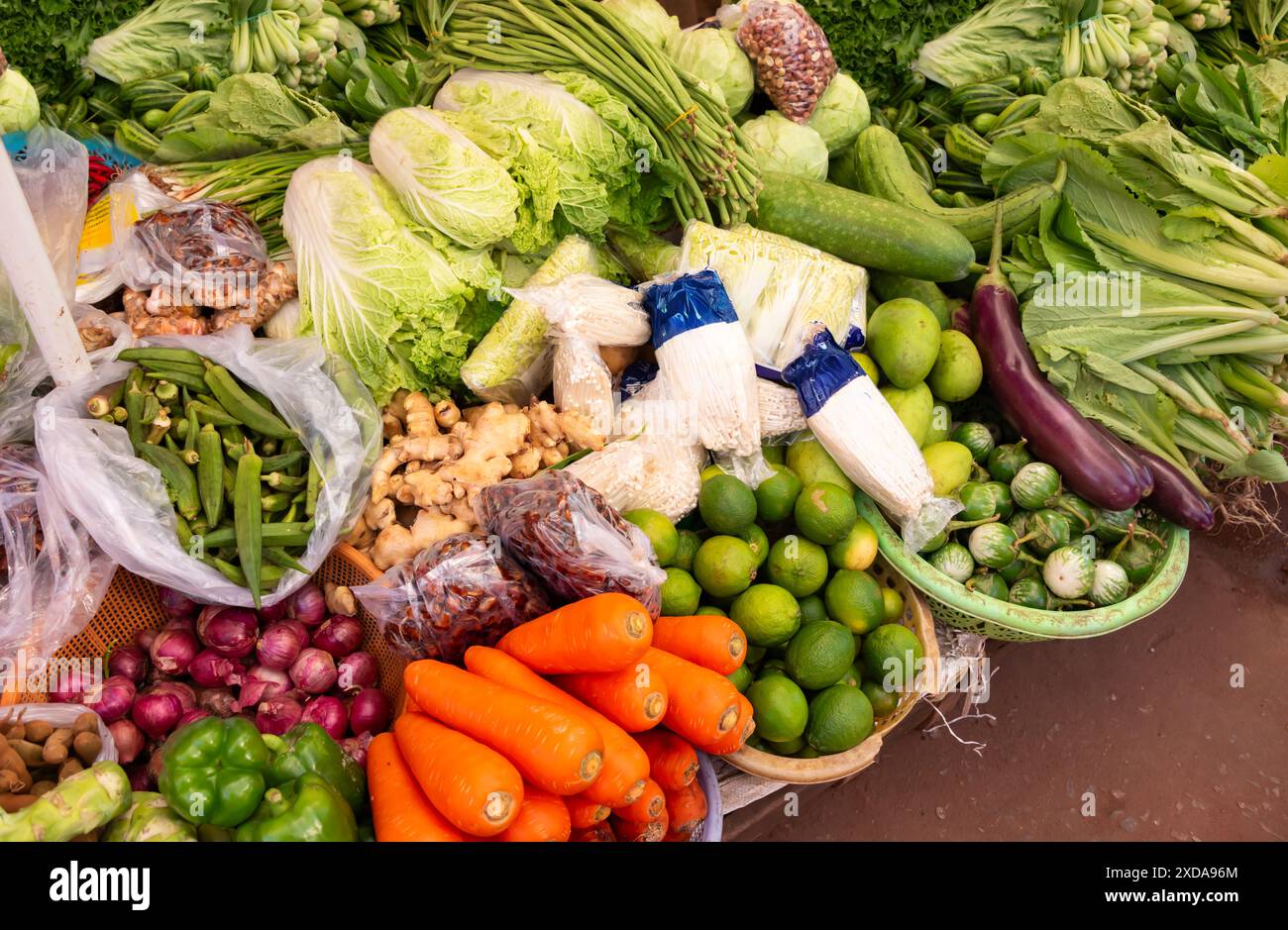 Fruits and vegetables on local market in Cambodia Stock Photo - Alamy