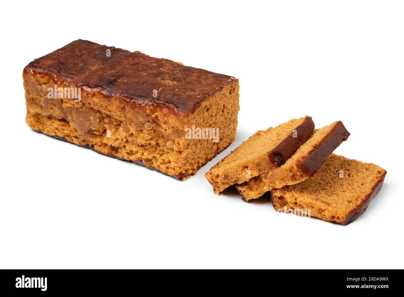 Traditional sweet Dutch ginger breakfast cake, ontbijtkoek, and slices ...