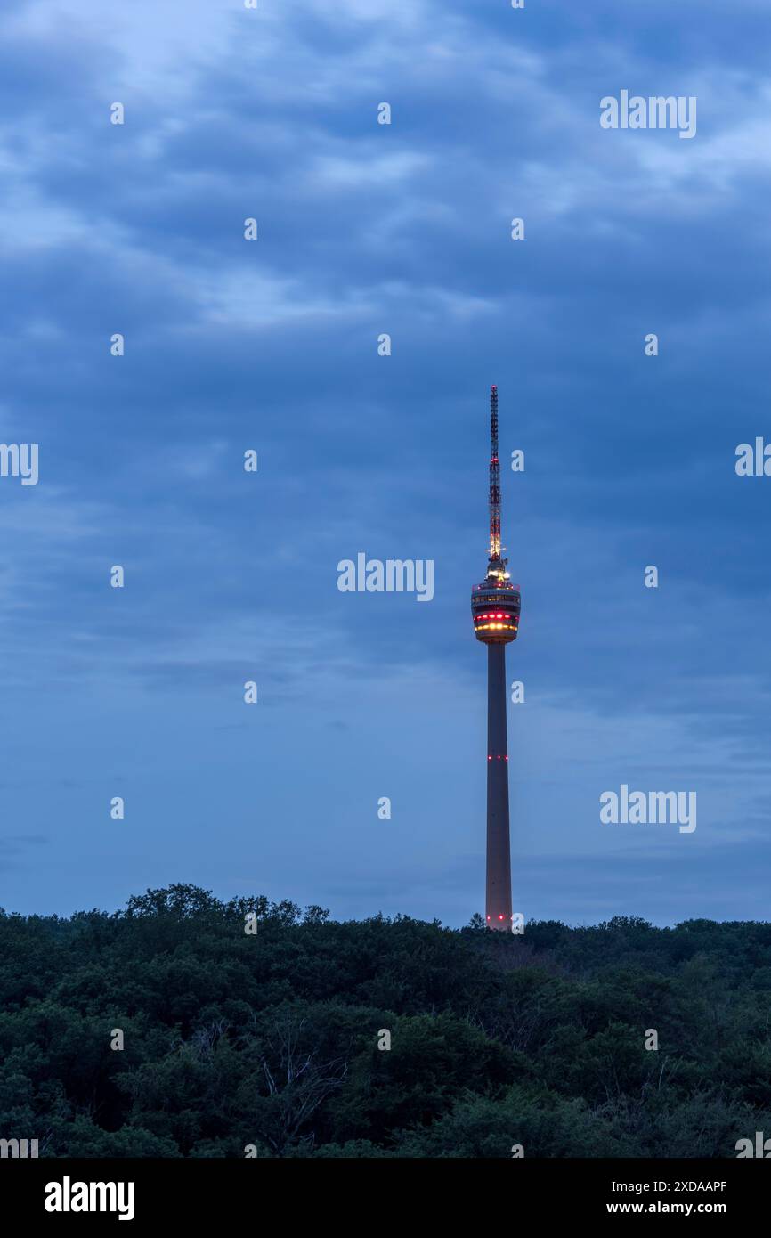Stuttgart TV tower lights up in the national colours of black, red and ...