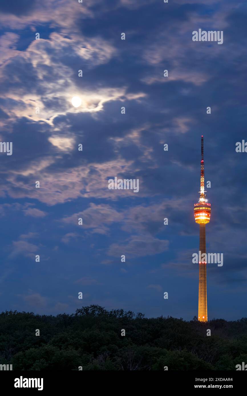 PHOTOMONTAGE, Stuttgart TV tower lights up in the national colours ...