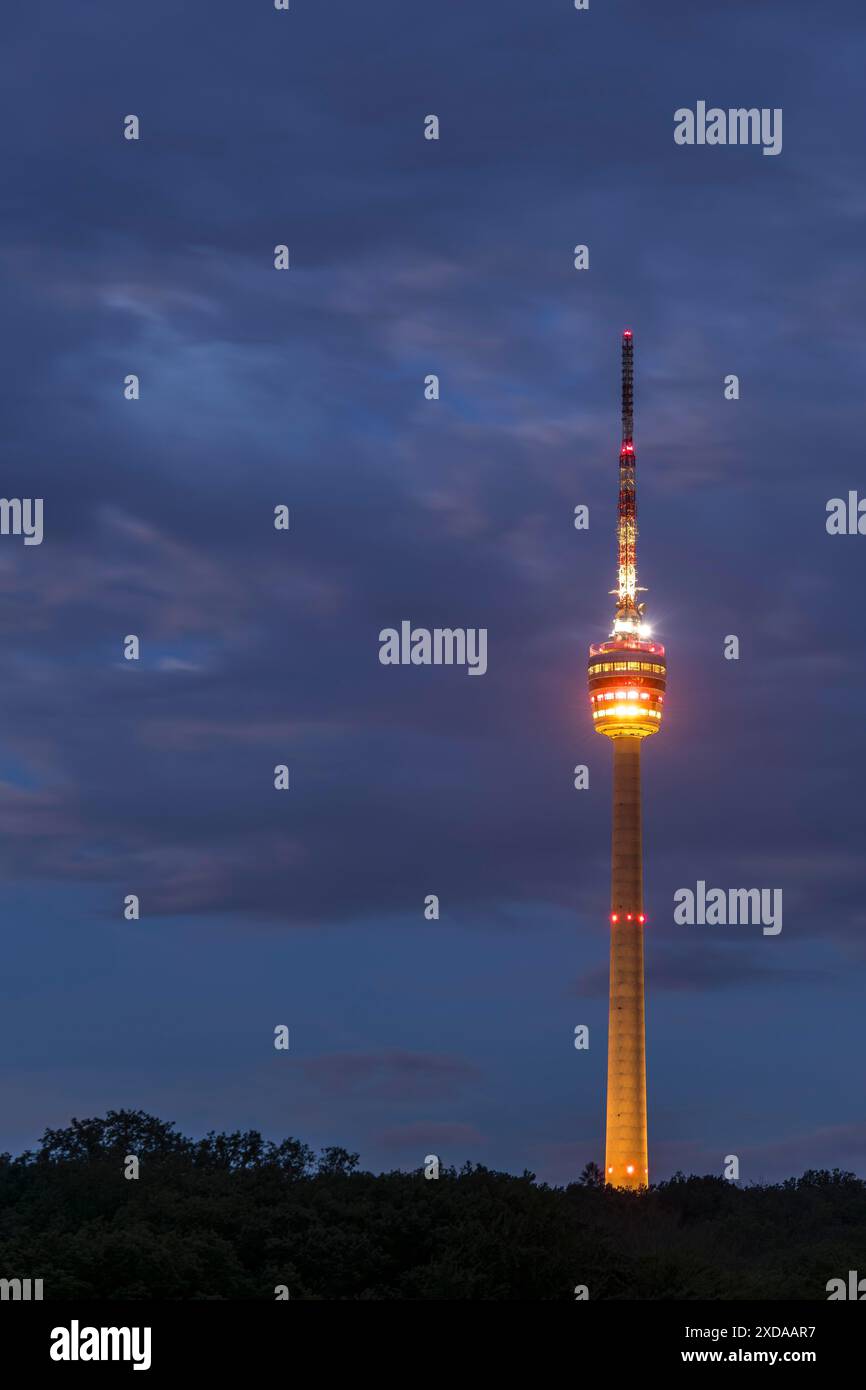 Stuttgart TV tower lights up in the national colours of black, red and ...